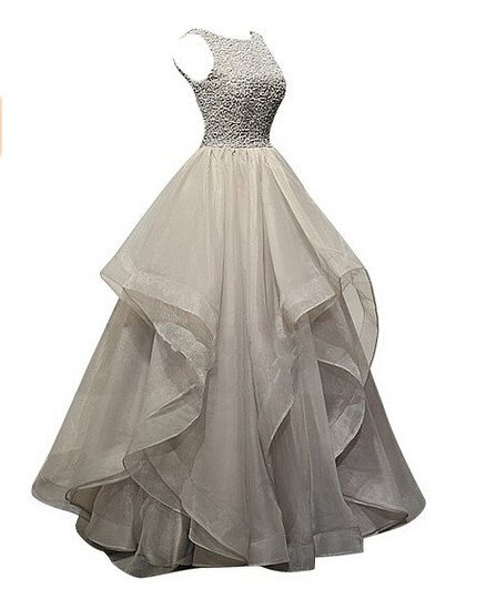 Charming Ivory Layered Prom Dress, A-line Prom Dress Evening Dress on ...