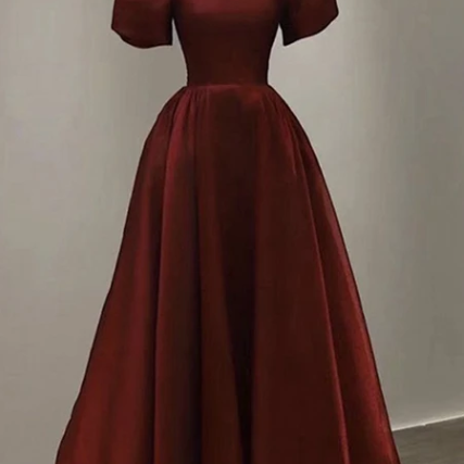 A Line V Neck Floor Length Satin Prom Dresses, V Neck Satin Long Formal ...