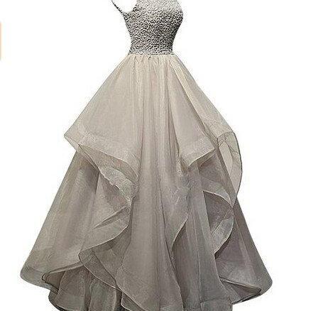 Charming Ivory Layered Prom Dress, A-line Prom Dress Evening Dress on ...