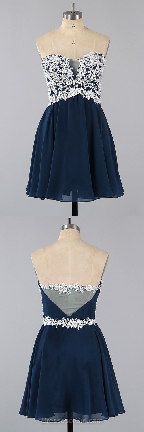 Sweetheart Prom Dresses, Dark Navy Formal Dresses, Low Back Evening ...