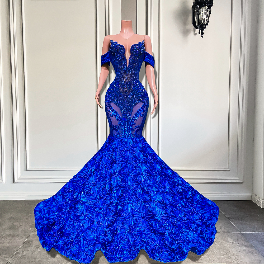 P3643 Long Prom Dresses 2024 Luxury Sheer O-neck Off The Shoulder ...